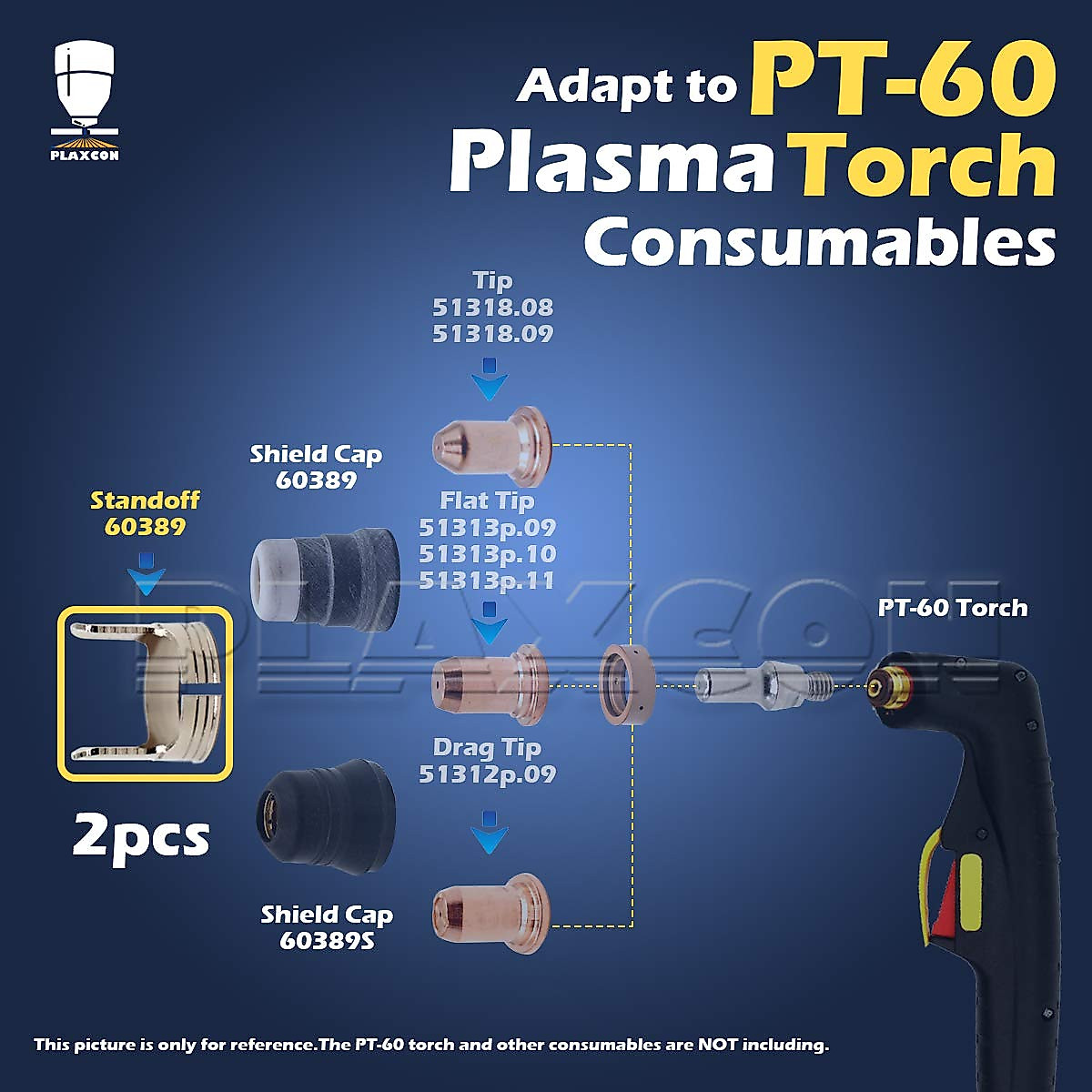 PLAXCON 2pcs PT60 IPT-60 Plasma Torch Double Pointed Spacer Guide 60432 Standoff Guide Plasma Cutting Accessories