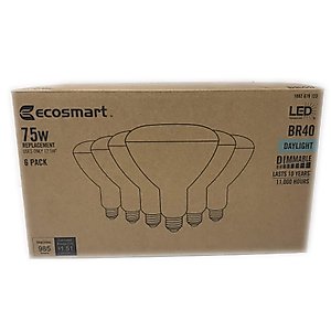 Ecosmart 75w LED BR40 Dimmable Floodlights Daylight 6-Pack