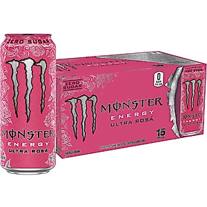 Monster Energy Ultra Rosa, Sugar Free Energy Drink, 16 Ounce (Pack of 15)