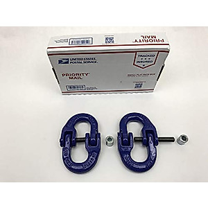 2 Pack 1/2 inch V10 Alloy Hammerlock Coupler Safety Chain Hitch Fix 15,000lb WLL (Blue)