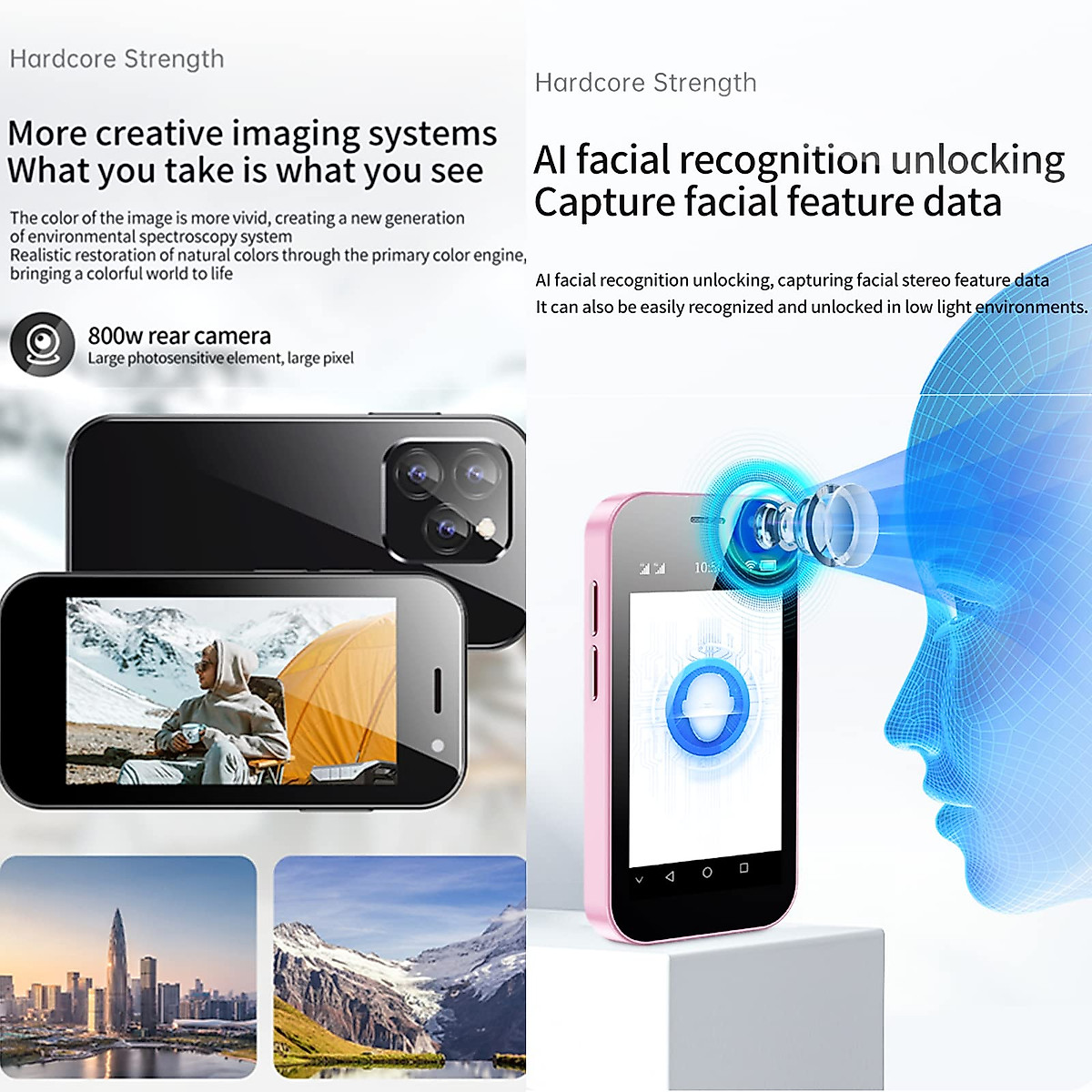 XS14Pro Mini 4G Smartphone 3.0 Inch Quad Core Dual Sim Ultra Thin Unlocked Card Mobile Phone WiFi Bluetooth Hotspot Student Pocket Cellphone Global Version(RAM 3GB+ROM 64GB, Black)