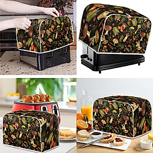 Jiueut Mushroom Leaf Toaster Cover 4 Slice Bread Toaster,Waterproof Stand Mixer Dustproof Cover Blender Covers Kitchen Small Appliance Cover Anti Fingerprint Protection