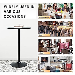 Round Bar Table 40" Height Modern Pub Table with Solid Top and Sturdy Metal Base, High Top Table for Kitchen, Dining Room, Bistro, Cocktail, Black