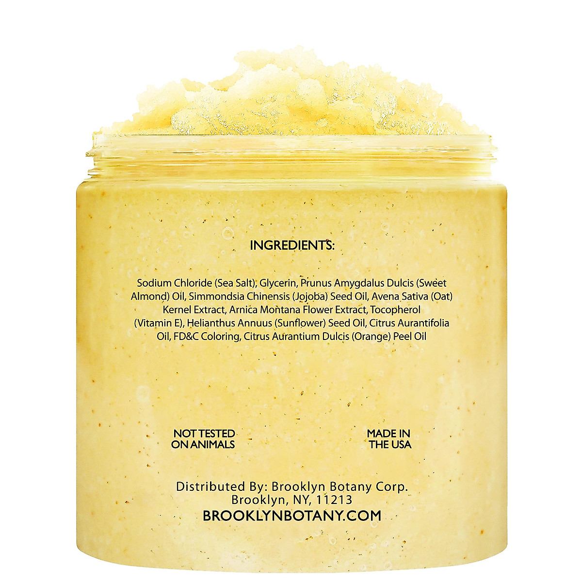 Brooklyn Botany Dead Sea Salt and Sweet Orange Body Scrub - Moisturizing and Exfoliating Body, Face, Hand, Foot Scrub - Fights Stretch Marks, Fine Lines, Wrinkles - Great Gifts for Women & Men - 10 oz