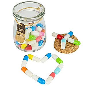 Emlim 50PCS Love Capsules in a Glass Bottles Cute Message Capsules Pills for Boyfriend/Girlfriend & Birthday Christmas Anniversary Graduation Mother's Day Gift