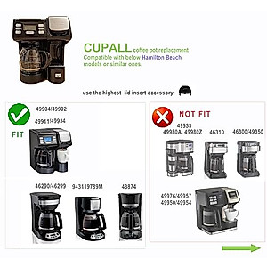 Coffee Machine Replacement 12CUP Glass Carafe, Fit With Hamilton Beach 49902/04 Coffee Maker, 12 cup coffee maker 46299/46290,43874