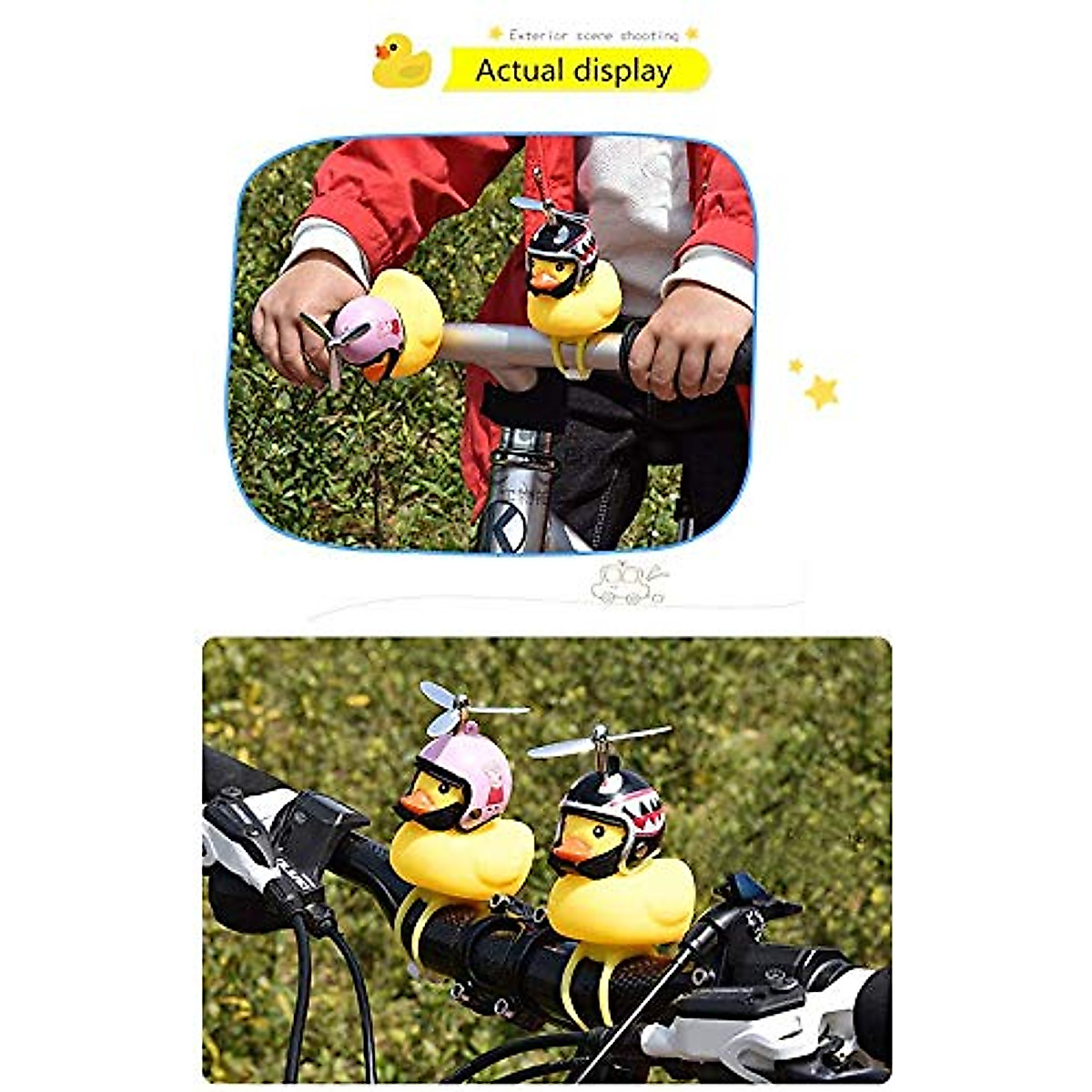 Duck Bike Bell, Kids Bike Horn, Cute Bicycle Lights Bell Squeeze Horns for Toddler Children Adults Cycling Motorcycle Yellow Duck Light Rubber Duck Helmet Toys