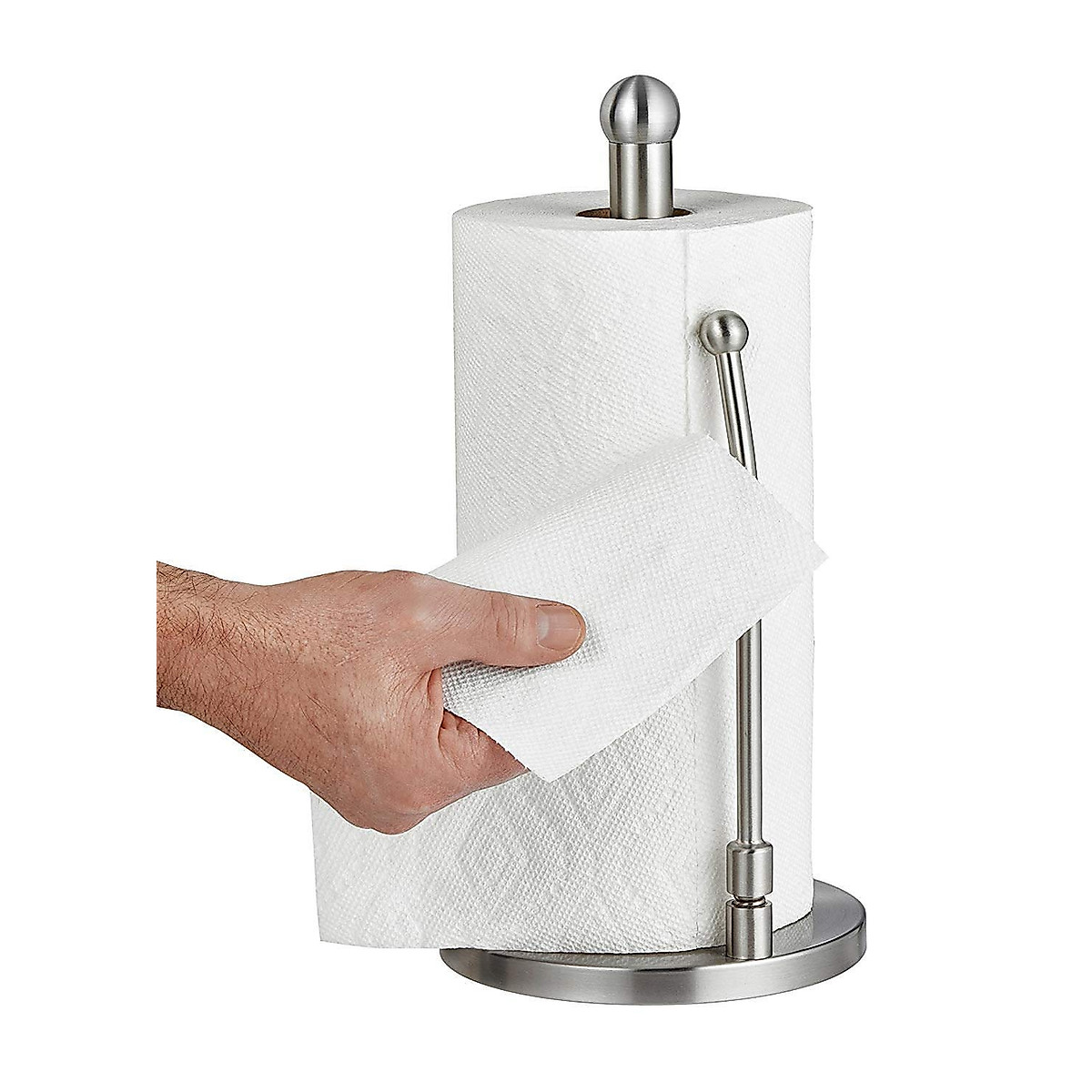 Alpine Countertop Paper Towel Holder - Stainless Steel Kitchen Napkin Roll Dispenser Stand for Home, Office, Bathroom (Steel-Lite)