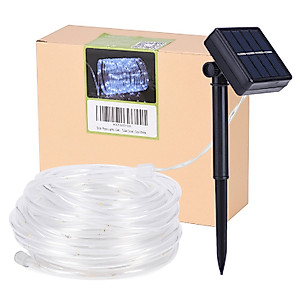 Oak Leaf Outdoor Solar String Lights, 41 Feet Solar Rope Lights 100LED Outdoor Lighting Rope, Waterproof Copper Wire Tube Lights with Solar Panel for Outdoor Indoor Home Garden Patio Parties