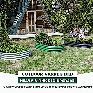Land Guard Galvanized Raised Garden Bed Kit, Galvanized Planter Raised Garden Boxes Outdoor, Oval Large Metal Raised Garden Beds for Vegetables………
