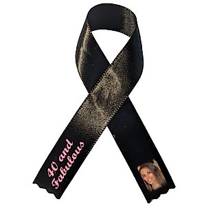 Personalized Ribbon Bow with Optional Pin for Memorial Funeral Awareness Event Or Party with Custom Printed Photo