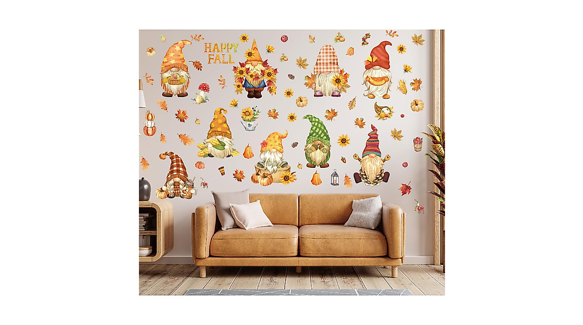 Whaline Fall Gnomes Wall Stickers for Autumn Décor