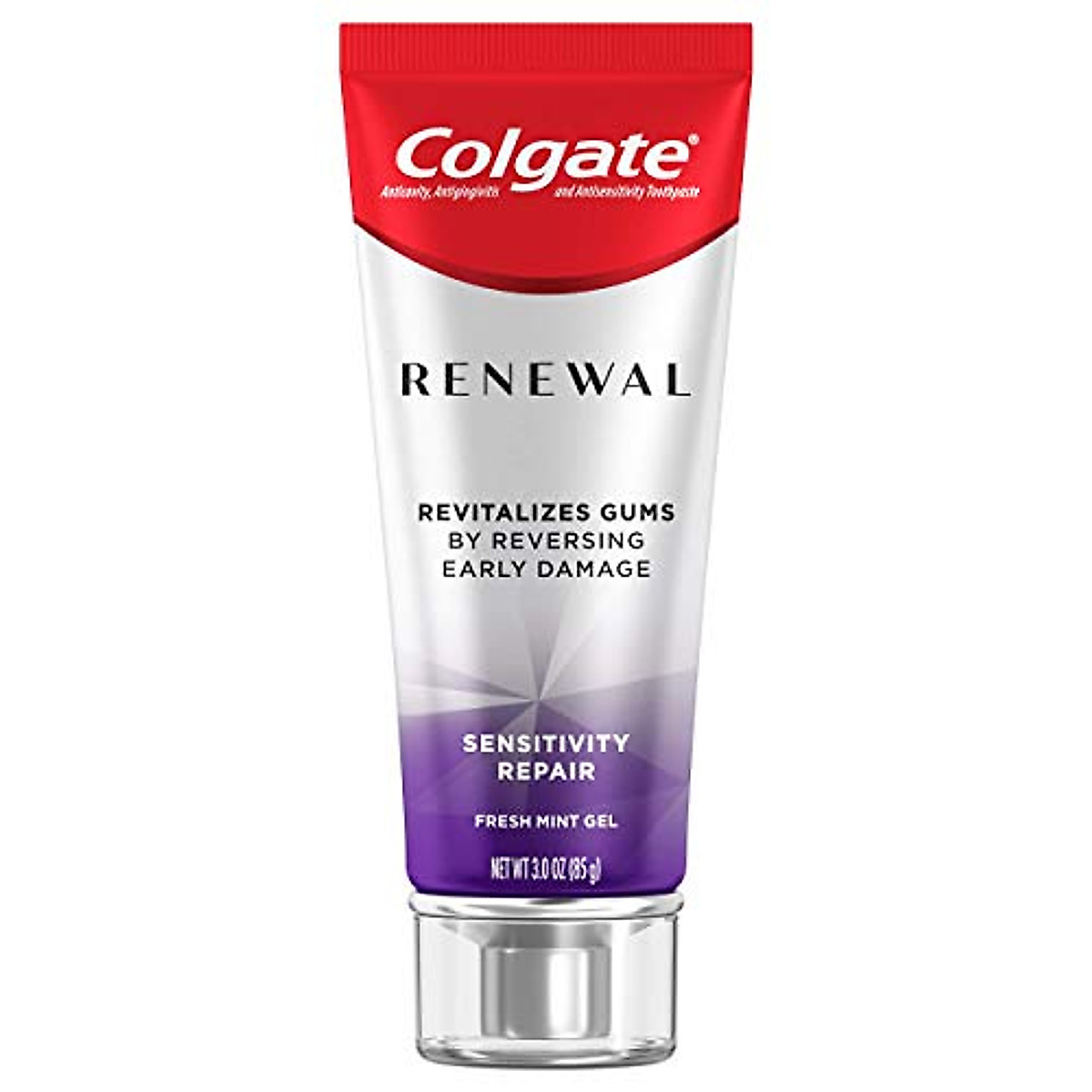 Colgate Renewal Gum Toothpaste Gel, Sensitive Toothpaste for Gingivitis and Improved Gum Health, Mint Gel, Sugar Free, Enamel Safe, Gluten Free, Vegan, 2 Pack, 3 Oz Tubes