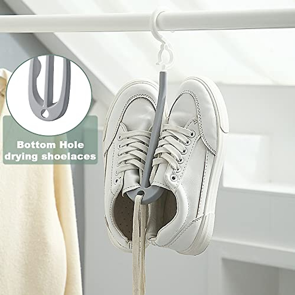 4 Colors Shoe Drying Rack Rotating, Connectable Shoes Drying Hook Organizer, Save Space Dry Shoe Rack, Shoe Hanger for Home Storage Supermarket Display (Multi)