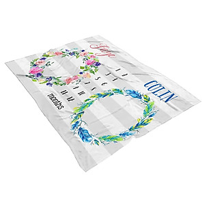 Twins Personalized Baby Monthly Blanket - Monthly Baby's Growth, Photo Prop, Perfect, Customized with Names, boy and Girl Blanket, Super Soft Plush Blanket for Baby for Kids
