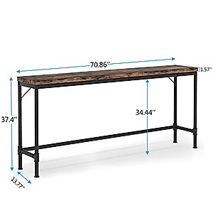 Tribesigns 70.9 Inch Extra Long Console Table, Narrow Long Sofa Table Behind Couch, Rustic Entryway Hallway Table Industrial Height Bar Table for Living Room