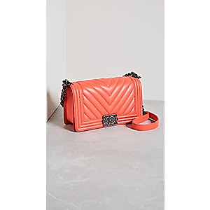 CHANEL Women's Pre-Loved Ornge Lamb Chevron Bag, Orange, One Size