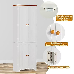 Function Home 72" Kitchen Pantry Cabinet, Freestanding Storage Cabinet, Tall Food Pantry with Doors and Adjustable Shelves, Utility Floor Cabinet for Kitchen Dining Living Room Bathroom, White