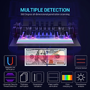 Money Counter with UV/MG/IR/DBL/HLF/CHN Counterfeit Detection - USA/EUR Business Grade with LED Display/Add/Batch Modes,1,000 Bills/Min-No Count Amounts