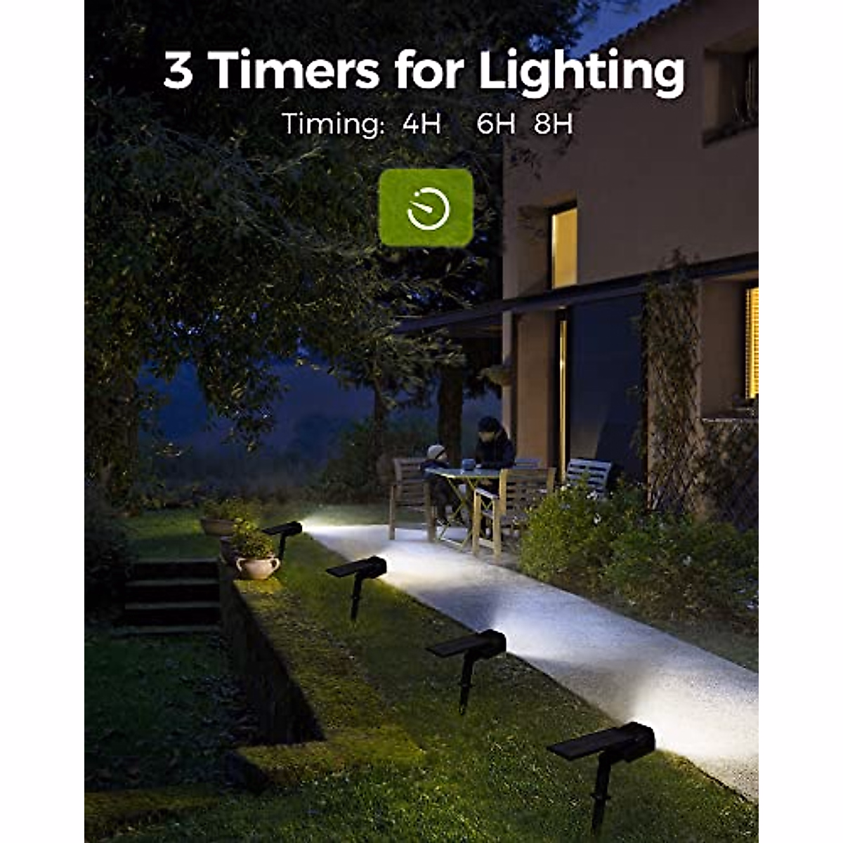 Brightown Solar Spot Lights Outdoor, 32 LEDs IP66 Waterproof Dusk-to-Dawn Solar Landscape Spotlights, Daylight Wall Lights, Solar Outdoor Lights for Garden Yard Driveway Walkway, 2 Pack