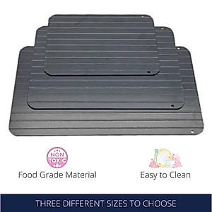 13MARCH Defrosting Tray for Frozen Meat, Premium Quality Aluminum Metal Thawing Tray, Quick Defrost for Frozen Food, Very Fast Meat Defroster - Medium