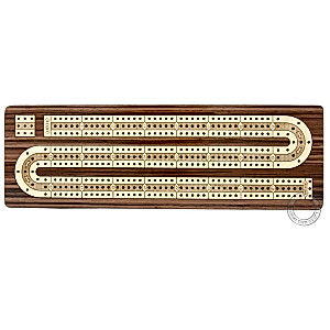 House of Cribbage - Continuous Cribbage Board/Box Inlaid in Rosewood/Maple 12" - 3 Tracks - Sliding Lid Drawer
