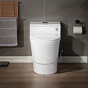 WOODBRIDGE T-0018/B-0735 Dual Flush Elongated One Piece Soft Closing Seat, Comfort Height, White T-0018/B0735, Modern Toilet