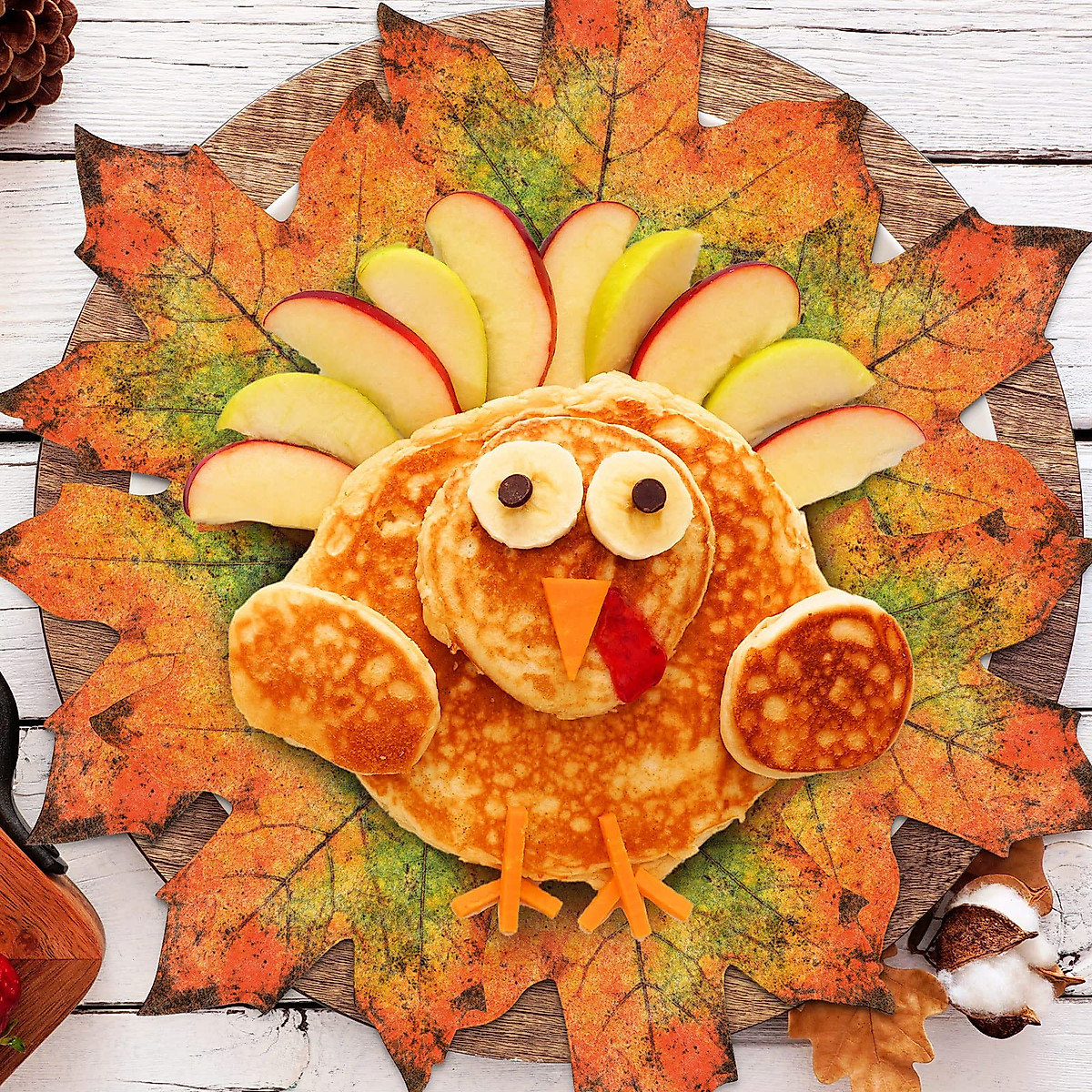 Parchment Fall Leaves Thanksgiving Cheese Paper Parchment Leaves Decorative Paper for Plate Table Charcuterie Boards Food Serving Decoration (50 Pcs)