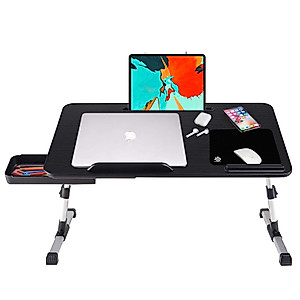 Lap Desk for Laptop,BUILDEC Adjustable Laptop Stand for Desk with Storage Drawer,Foldable Legs Standing Lap Table for Reading, Eating, Working, Writing, Gaming and Drawing in Bed Sofa Couch Floor…