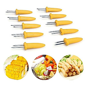 10 Pack Corn On The Cob Holders Stainless Steel Corn Holders Corn on The Cob Skewers for BBQ Twin Prong Sweetcorn Holders Home Cooking Fork Prong