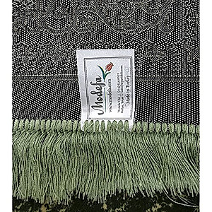 Modefa Turkish Islamic Prayer Rug - Comfortable Muslim Praying Mat for Men & Women - Soft Velvet Janamaz Praying Carpet - Ramadan or Eid Gift - with Kufi Prayer Cap - Lux Plush Regal (Light Green)
