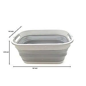SAMMART 19.5L Collapsible Plastic Laundry Basket - Foldable Pop Up Storage Container/Organizer - Portable Washing Tub - Space Saving Hamper/Basket (Grey)