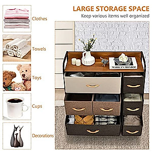 Giantex 7 Drawer Dresser Storage Tower with Fold-able Fabric Drawers, Steel Frame & Wooden Top Vertical Organizer Unit for Closets, Nursery, Bedroom Utility Dresser Chest (31.5 x 11.5 x 31 inch)