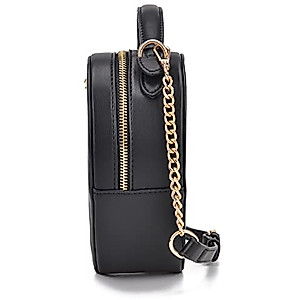 lola mae Heart Shape Satchel Crossbody Purse for women Zip Around Shoulder Bag (Black-759)