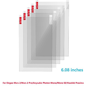 KOYOFEI 5PCS Screen Protector for LCD Resin 3D Printers, Screen Protective Film for Elegoo Mars2/2 Pro, Photon Mono/Mono SE, Voxelab Proxima 6.08 inch Monochrome LCD Resin 3D Printers