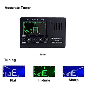 WINGO Digital Metronome, Tuner and Tone Generator - 3 in1 Device（Black)-for Chromatic, Guitar, Bass, Ukulele, Violin-Battery Included