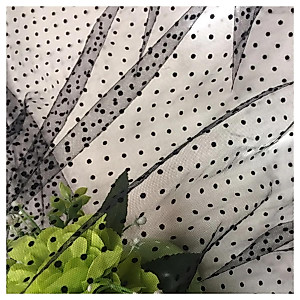 ECYC Ltd Black Polka Dot Tulle Fabric 59 inch x 1 Yard Flocked Small Polka Dot Sheer Tulle Fabric Soft Tulle Mesh Fabric Tulle Netting Fabric for Sewing, Dress, Curtain, DIY Crafts, Party Decorations