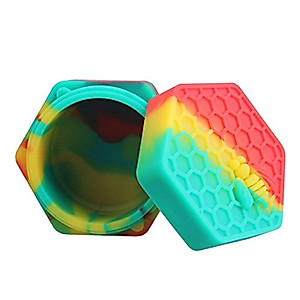 FWD 26ML Non Stick Silicone Jar Hexagon Honeybee Container and 1 Stainless Steel Tool Random Colors (3)