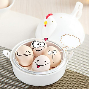 Microwave Egg Boiler, 4 Capacity Egg Poacher, Chicken Shape Egg Cooker, Egg Steamer Maker for Microwave Breakfast