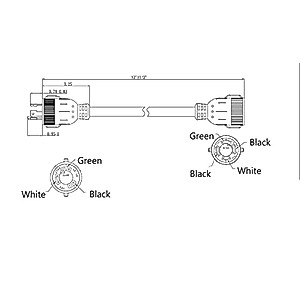 Parkworld 885125 Power Adapter Cord Twist Lock 30 AMP L6-30 Male Plug to 4-Prong Generator 30A Locking L14-30 Female Receptacle