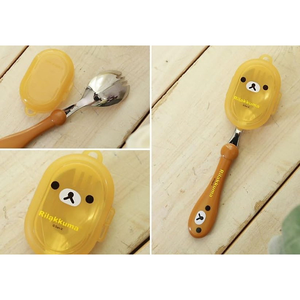 Generic Cute Bear Designed Stainless Steel Spork (Spoon Fork) with Cover (Brown), Medium