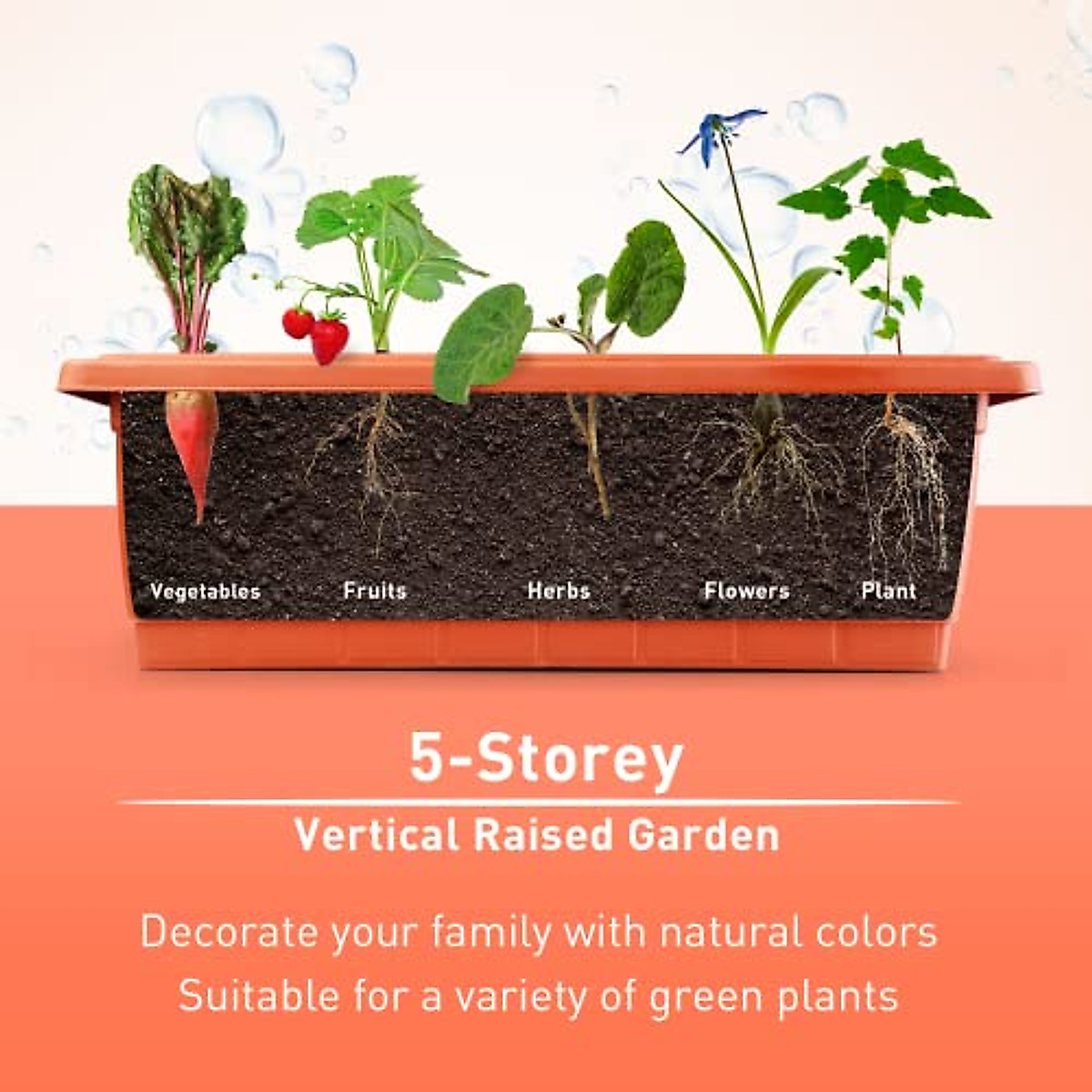 KIDINIX Vertical Raised Garden Bed 4Ft with 5 Tier Plant Boxes, Vertical Garden planters Indoor Outdoor, Elevated Freestanding Stand for Vegetables Flower Herb Patio