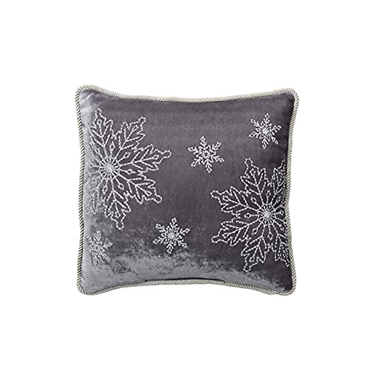 Comfy Hour Let It Snow Collection 14"x14" Winter Christmas Snowflake Accent and Throw Pillow Seasonal Cushion, Dark Gray, Polyester