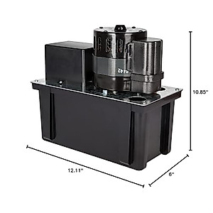 Little Giant VCL-45ULS 115 Volt, 1/5 HP, 450 GPH, Automatic Condensate Removal Pump with 1-Gallon Tank and Safety Switch, 6-Ft. Cord, Black, 553240