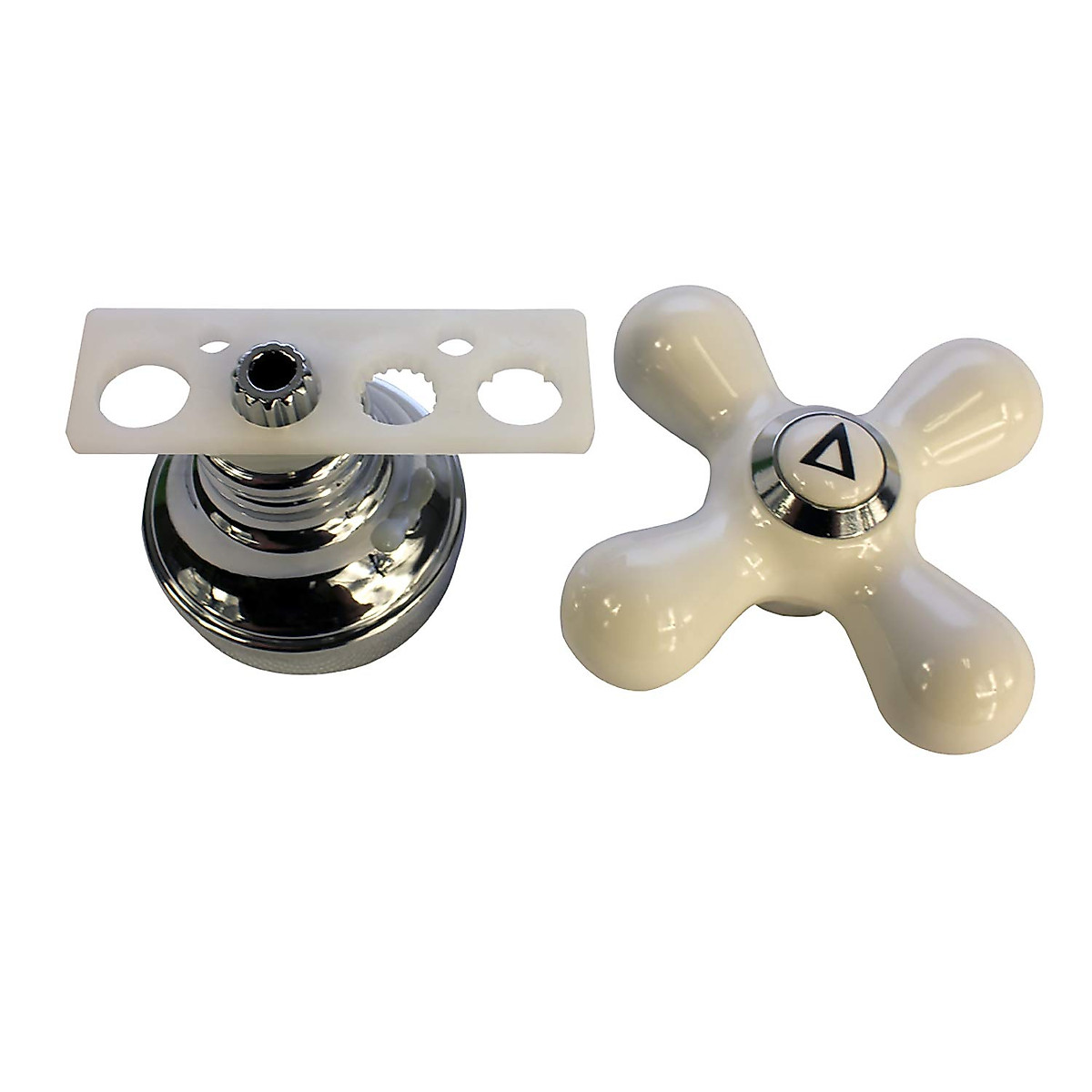 Danco 46004 Cross-Arm Tub/Shower & Sink Faucet Handle, Fits 2-3 Handle Faucets, DOES NOT FIT DELTA & MOEN FAUCETS, Chrome/White Porcelain, 2.25 H (Pack of 1)