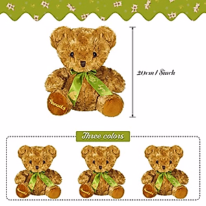 3 Pieces Stuffed Plush Bear Soft Stuffed Bear with Bow Tie Cute 2022 Graduation Stuffed Plush Animal Dolls, 8 Inch Stuffed Bear Plush Toy (Dark Yellow, Simple Style)