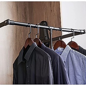 Pull Down Closet Rod Wardrobe Lift Heavy Duty Pull Down Closet Rod ｜Pneumatic Buffer System Closet Pull Out Rod｜Adjustable 51-115 Cm Wardrobe Lift Hanger For Hanging Clothes Rail ( Color : Black , Siz