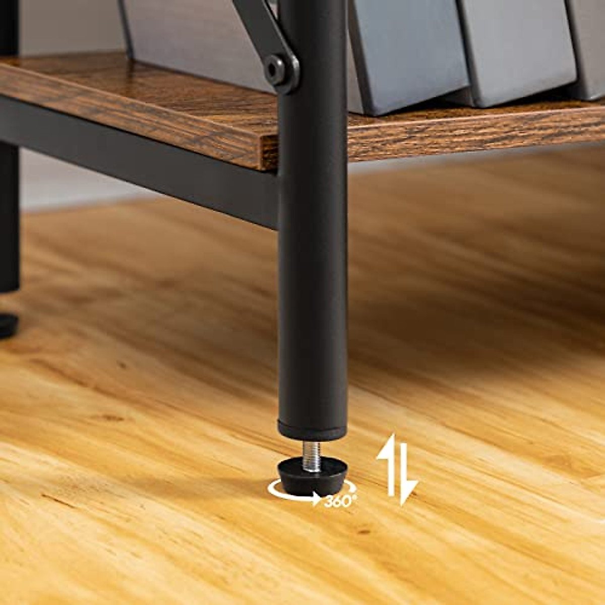 MAHANCRIS Small Side Table, 2-Tier Narrow End Table with Storage, X-Shaped Narrow Nightstand, Bedside Table for Small Spaces, Steel Frame, Living Room, Bedroom, Easy Assembly, Rustic Brown ETHR2801Z