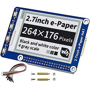 2.7inch E-Ink Display HAT,264x176 Pixel Black,White Two-Color 3.3V/5V E-Paper Screen LCD for Raspberry Pi 4B/3B+/3B/2B/Zero/Zero W/Zero WH and Jetson Nano SPI Interface Support Full Refresh