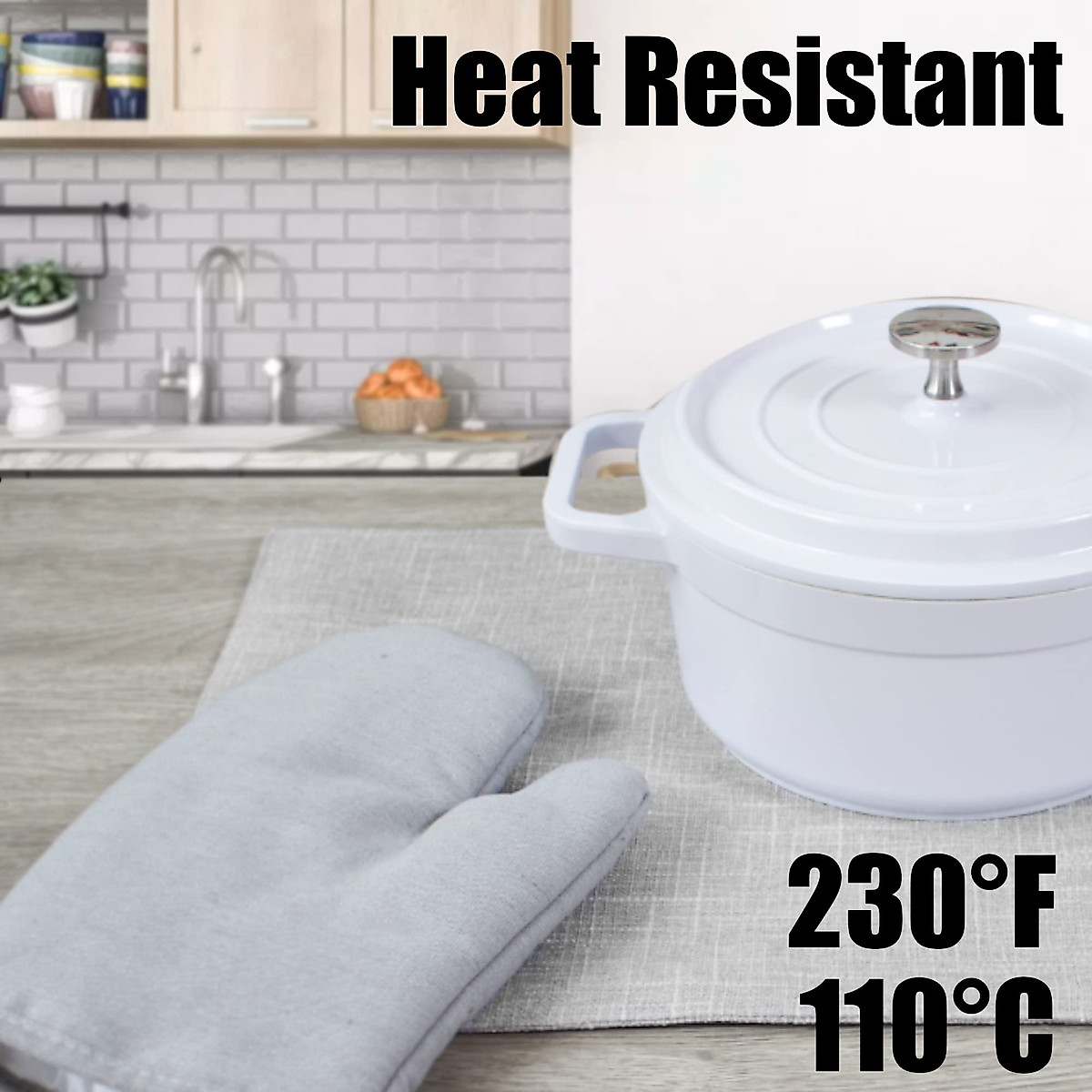 Kevin Textile Faux Linen Heat Resistant Placemats for Dining Table Set of 4, Easy to Clean Anti-Slip Place Mats, 13" x 19", Grey White